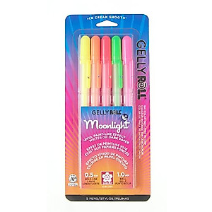 Sakura 38174 5-Piece Gelly Roll Assorted Colors Blister Card Moonlight 10 Bold Point Gel Ink Pen Set, Dawn Pack