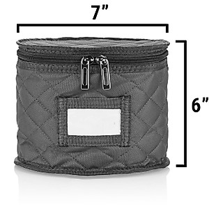 7" Small Plate Storage Case - China Storage Container - Stackable With Padded Interior to Store your Dinnerware Dishes - 12 Felt Dividers Included - Gray - Great for Saucers, Bowls, Appetizer Plates