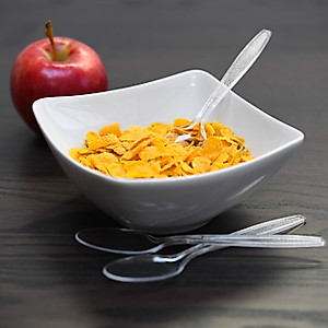 NYHI Premium Heavyweight Disposable Clear Spoons Heavy Duty Sturdy Plastic Flatware Set For Home Office Parties School Picnics Restaurants 400 Pack