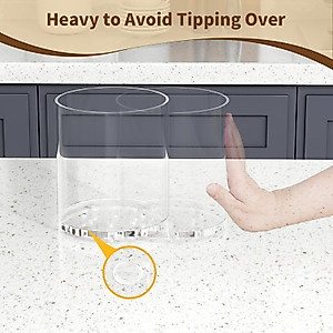 NIUBEE Kitchen Utensil Holder,Clear Acrylic Countertop Utensil Crock,Large and Sturdy Cooking Utensil Holders Caddy Organizer For Home Decor (7 x 5.8 inch)