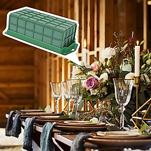 YOMUME Floral Foam Cage 2 Pieces, Flower Cage Holder with Floral Foam for Fresh Flower Arrangement and Artificial Flowers, Dry Floral Foam Blocks for Wedding, Green Florist Foam