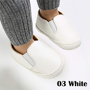 Timatego Infant Baby Boys Girls Snow Boots Non Slip Soft Sole Toddler First Walker Crib Warm Winter Shoes 0-18 Months(0-18 Months) 0-6 Months Infant, 03 White Baby Loafers