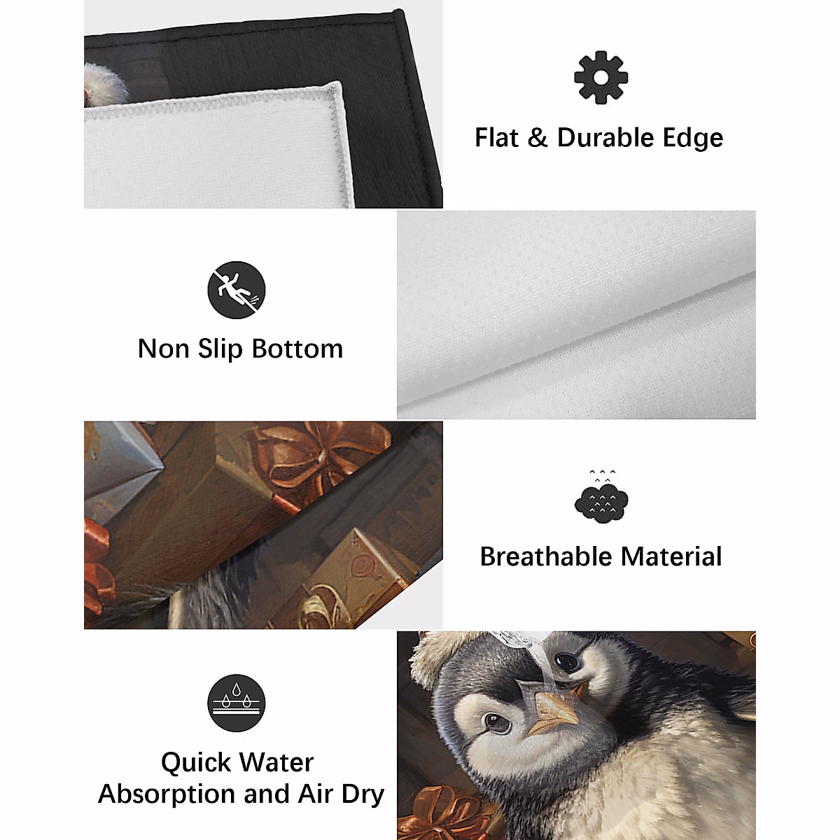 Christmas Penguin Outdoor Rugs for 5'x8' Patios Clearance, RV Camping Mat Rug Portable Outside Rug Indoor Outdoor Area Rug Mat for Beach Deck Pool Merry