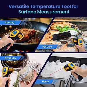 Etekcity Infrared Thermometer 1080, Heat Temperature Temp Gun for Cooking, Laser IR Surface Tool for Pizza Oven, Meat, Griddle, Grill, HVAC, Engine, Accessories, -58°F to 1130°F, Yellow