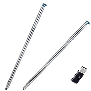 2 Pack LCD Touch Screen Stylus Pen Replacement Parts for LG Stylo 6,Stylo 6 Plus,Boost AT&T TracFone Verizon Xfinity T-Mobile Sprint Cricket (Holographic White)+ Type C Convertor