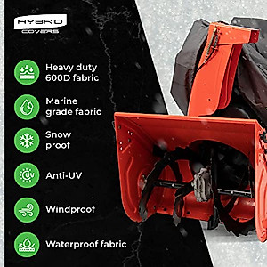 Hybrid Covers Snow Blower Cover V2.0 Suits Two Stage Snowblower, Heavy Duty Cover, Universal Size, 600D Marine Grade Waterproof Solution Dyed Fabric with Fade Resistant UV Protection