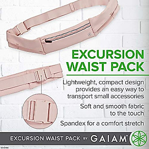 Gaiam Fanny Pack Running Belt Bag - Excursion Waist Pack Slimfit Adjustable Exercise Gym Workout Pouch Jogging Bag, Multi Pocket Walking, Runner Accessories Women, Men - Blush