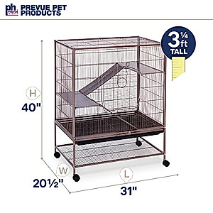 Prevue Pet Products Rat, Chinchilla, Baby Ferret Cage, Metal Home Crate for Small Animal Critters, Chew-Proof House with Caster Wheels, Earthtone Dusted Rose Hammertone Finish 31 inches x 20.5 inches x 40 inches