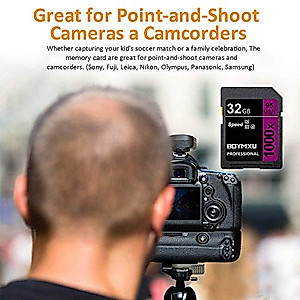 32GB Memory Card, BOYMXU Professional 1000 x Class 10 Card U3 Memory Card Compatible Computer Cameras and Camcorders, Camera Memory Card Up to 95MB/s, Purple/Black