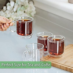 BTaT- Stackable Espresso Cups, Demitasse Cups, Set of 4 (5.0 oz, 150 ml), Glass Coffee Mugs, Double Wall Glass Cups, Clear Coffee Cup, Tea Glass, Espresso Glass, Glass Tea Cups, Mother's Day Gift