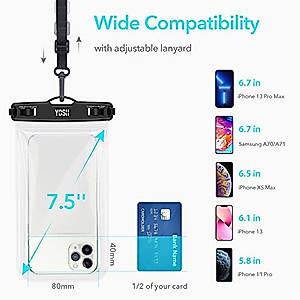 YOSH Floatable Waterproof Phone Case, TPU 7.5 Inch Cell Phone Pouch with Floating Airbag for Swimming Raining Bath Compatible for iPhone 12 11 Pro Max XR XS X 8 7 SE Samsung S21 Pixel & More 2-Pack