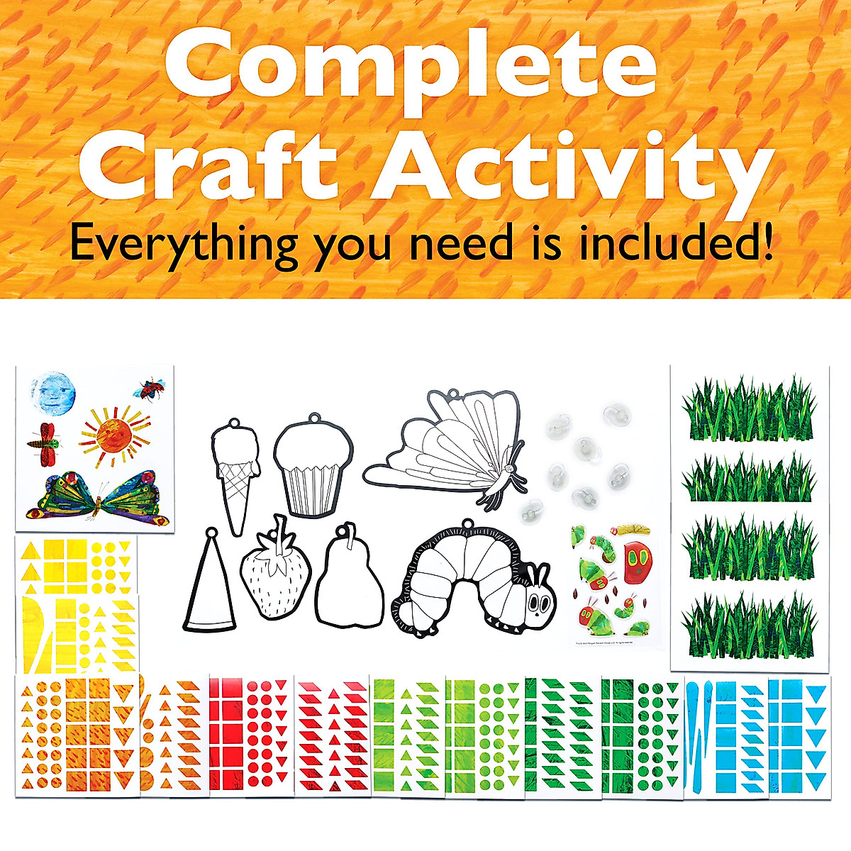 Creativity for Kids The Very Hungry Caterpillar: Sticker Suncatcher Kit - DIY Window Stickers for Toddlers from The World of Eric Carle, Preschool Arts and Crafts for Kids Ages 3-5+, Medium