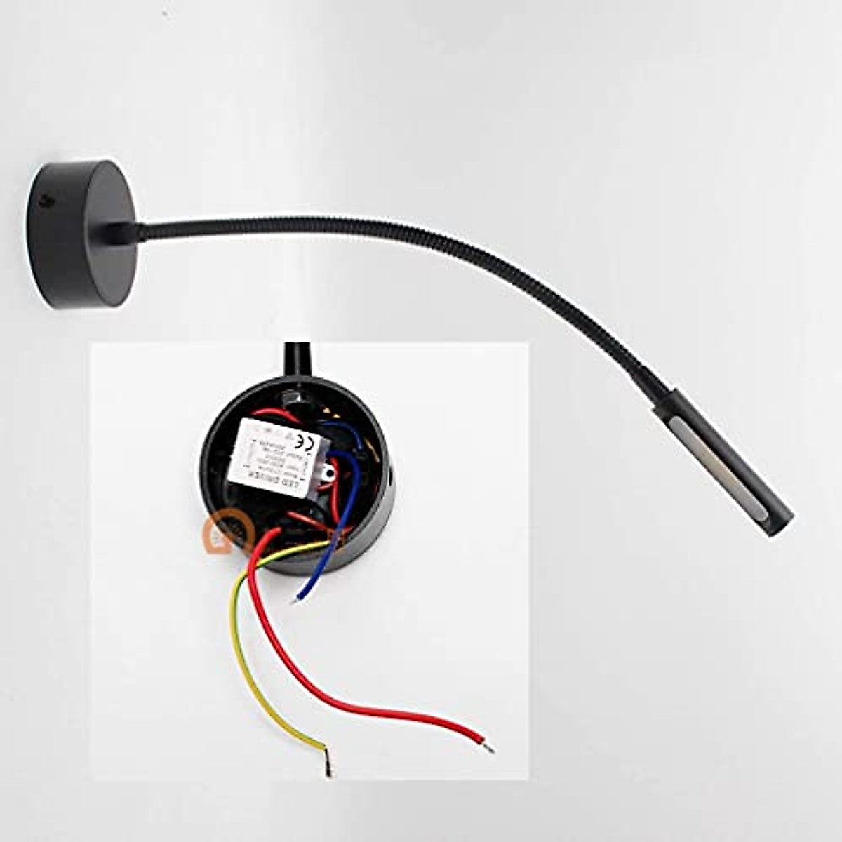 Cordless Wall Sconce LED Bed Reading Light 3W Bed Lamp Wall Mounted Reading Lamp Working Lamp Wall Mount Sconces Light with Switch Bedside Lamp with Flexible Gooseneck for Headboards, Home Office, Stu