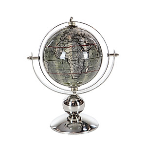 Deco 79 43487 Stainless Steel and PVC Decorative Globe, 8"L x 5"W x 10"H, Silver