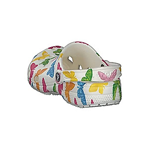 Crocs Unisex- Adult Classic Printed Floral Clogs, Butterfly/White, 7 Women/5 Men