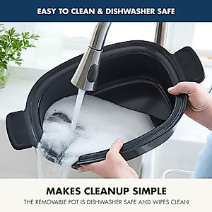 GreenPan Elite 8 - in -1 Programmable 6QT Electric Slow Cooker, Dishwasher Safe Lid & Removable Crock, PFAS-Free Healthy Ceramic Nonstick Multi-Cooker,Sear, Sauté/Brown,Steam Basket,Roast, Oxford Blue