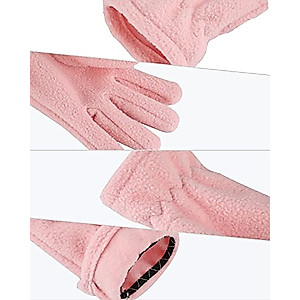 2 Pairs Kids Fleece Gloves Polar Full Finger Winter Warm Gloves Cold Weather Mittens for Boy Girl (Light Pink, Beige, Small, 4-7 Years)