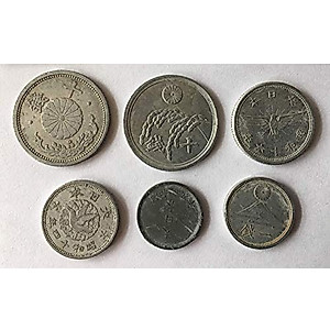 1 Authentic Historical WW2 Era (1946-1938) Japanese 6 Coin Set. Coinage From World War 2 German Ally Era Japan. Circulated Condition Graded by Seller