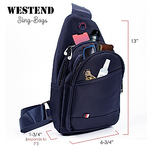 Westend Urban Crossbody Slingbag, Travel Daypack for Men and Women, Navy