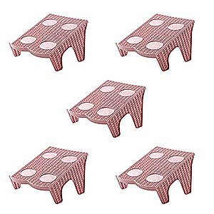 5PCS Plastic Shoe Slots Double-Row Shoe Rack High Heel Storage Organizer Space Saving Shoe Organizer for Bedroom (Pink)