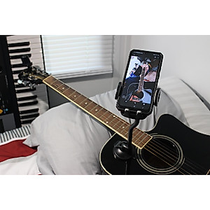 ALLICAVER Phone Holder for Guitar Gooseneck Mount, Removable Suction Cup Phone Holder for Acoustic Electric Classical Guitar Compatible with iPhone 14 Plus/Pro Max XR X 8 7 6 Plus