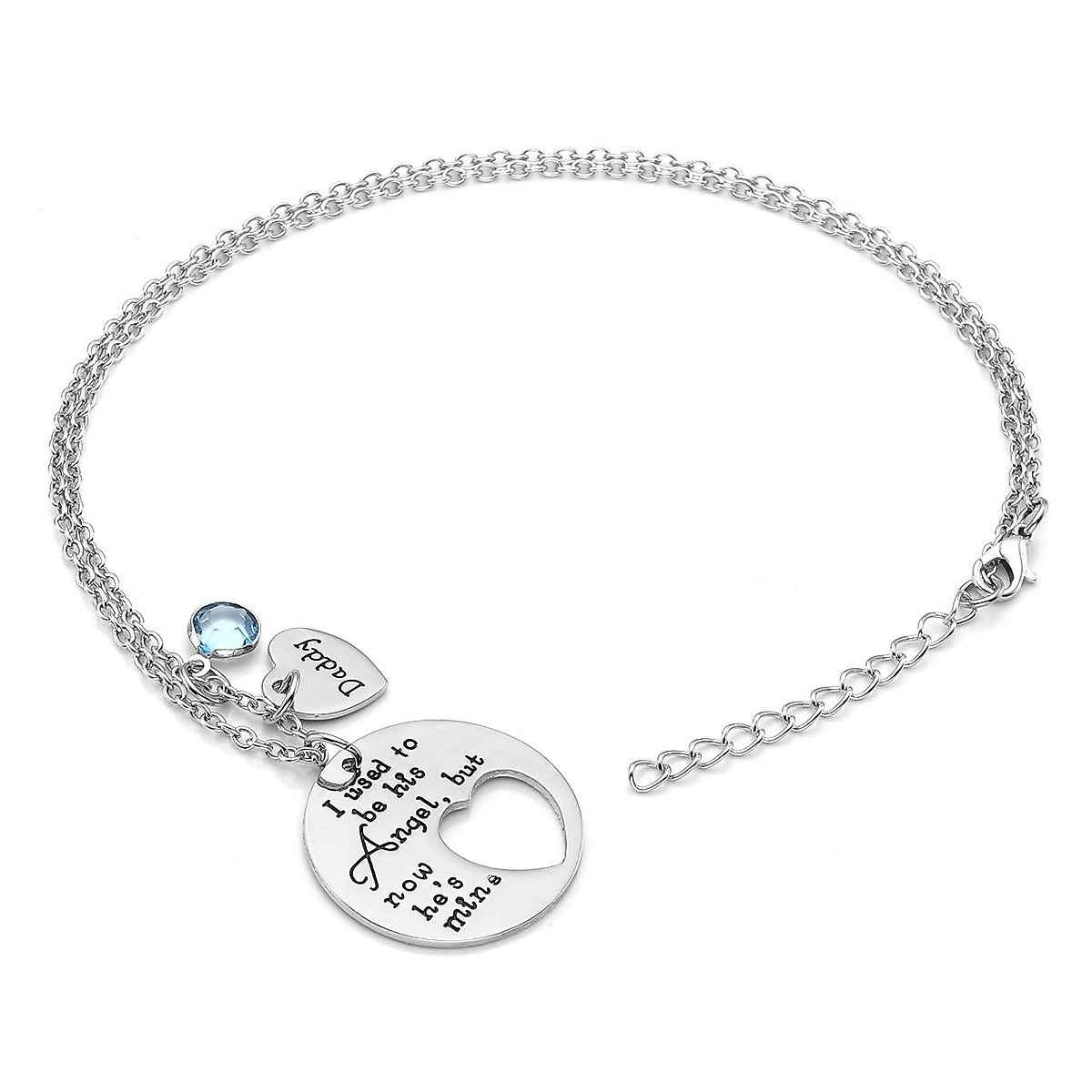 Jovivi I Used To Be His Angel Now He's Mine Daddy Blue Crysal Memorial Necklace,In Memory Of Loved One Daddy