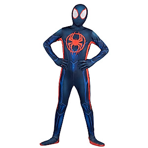 Marvel Kid's Classic Spider-Man Miles Morales Zentai Suit, Spiderman Costume for Halloween Small Blue