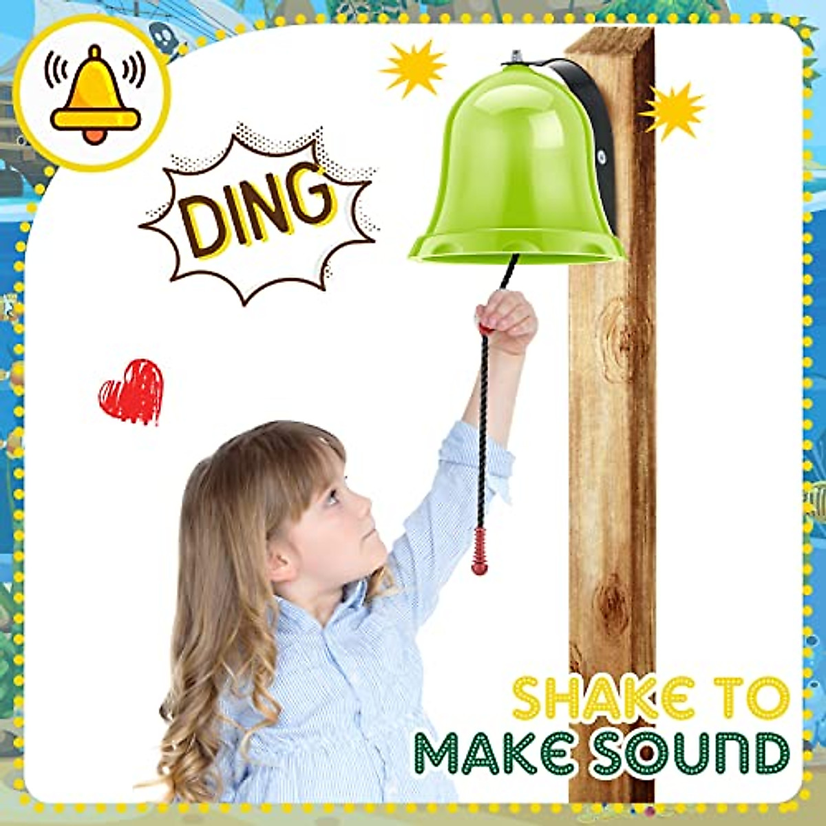 Junkin 4 Pcs Outdoor Playground Accessories for Kids Pirate Playground Equipment Set Include Pirate Ship Wheel Flag Bell Telescope for Swing Set Playhouse Backyard Tree House Jungle Gym Pirate Ship