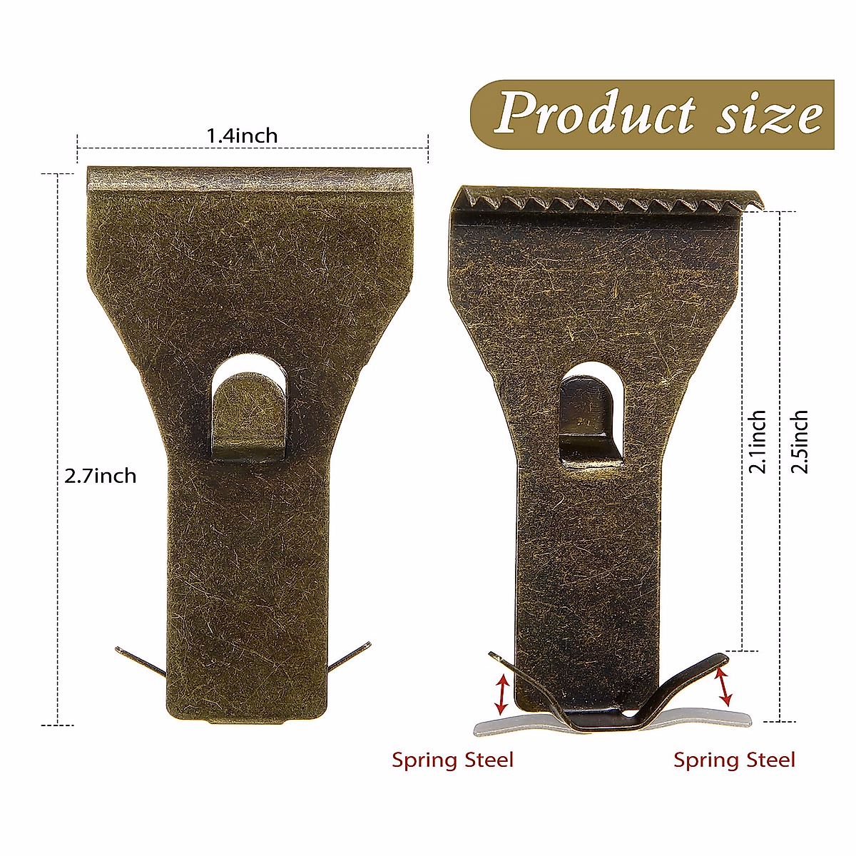 Ripeng 8 Pieces Brick Wall Clips and Hooks for Hanging Outdoors No Drill, Brick Hangers Fit 2-1/4 to 2-3/8 Inch Hooks to Hang Wall Decor, Pictures, Christmas Decorations Hangers (Bronze)