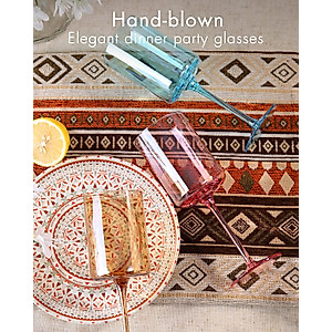 comfit Colored Wine Glass Set of 6-13 oz Made Hand Blown Crystal square wine glass, Dishwasher-Safe Crystal Red Wine Glass Gift Set for men or women Wedding, Anniversary, Christmas