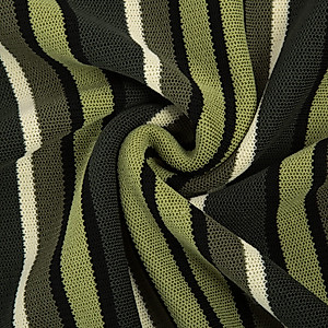 PJ PAUL JONES Mens Short Sleeve Knit Golf Shirt Retro 90s Stripe Polo Shirts Green L