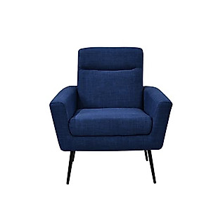 Tiokop Mid Century Modern Upholstered Fabric Accent, Living Room, Bedroom Leisure Single Sofa (Metal Legs), TV armrest seat,Suitable for Small Space Home,Office,Coffee Chair,Dark Blue