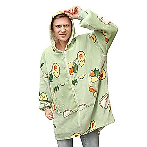 rericonq Blanket Hoodie, Oversize Hoodie Blanket Wearable For Women Man Teens,Warm Fleece Sweatshirt With Giant Pocket Thick Flannel Blanket Hooded