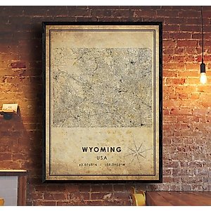 Wyoming Map Print Wyoming Map USA Map Art Wyoming City Road Map Poster Vintage Gift Map