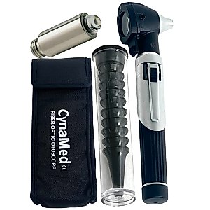 Cynamed Mini Otoscope Set-Pocket Size, Fiber Optic Otoscope Diagnostic Ear Care Tool-Pocket Otoscope (Black)