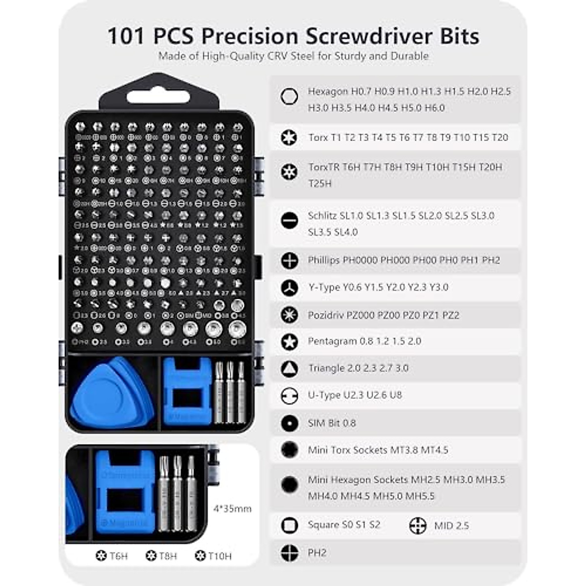 Precision Screwdriver Set, UnaMela Upgraded 122 in 1 with 101 Bits Repair Tool Kit, Magnetic Screwdriver Set with 21 Repair Tools for Electronics, Laptop, Computer, PC, iPhone, PS4, Game Console