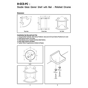 MODONA Double Corner Glass Shelf with Rail – Polished Chrome – 5 Year Warrantee