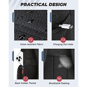 BAGSMART Travel Laptop Backpack Men Women, Extra Large Work 17.3 Inch Computer Backpack Airline Approved Carry On with Water-Repellent, Charging Hole, for Business Work College Hiking Weekender, Black