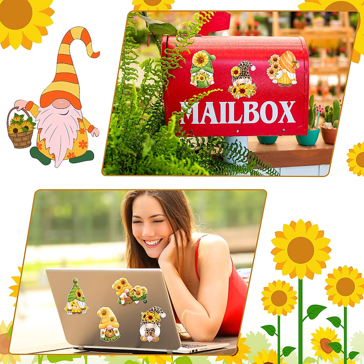 12Pcs Sunflower Gnome Refrigerator Magnets Spring Sunflower Party Decorations Spring Sunflower Refrigerator Magnets Sunflower Spring Gnome Fridge Garage Door Magnets for Fridge Car Mailbox Decor