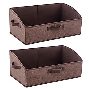 Zenlux 2 Packs Cube Storage Bins,Foldable Trapezoid Storage Bins with Handles,Closet Fabric Baskets for Organizing Toys,Clothes,Books and Office Supplies Shelves (Brown)
