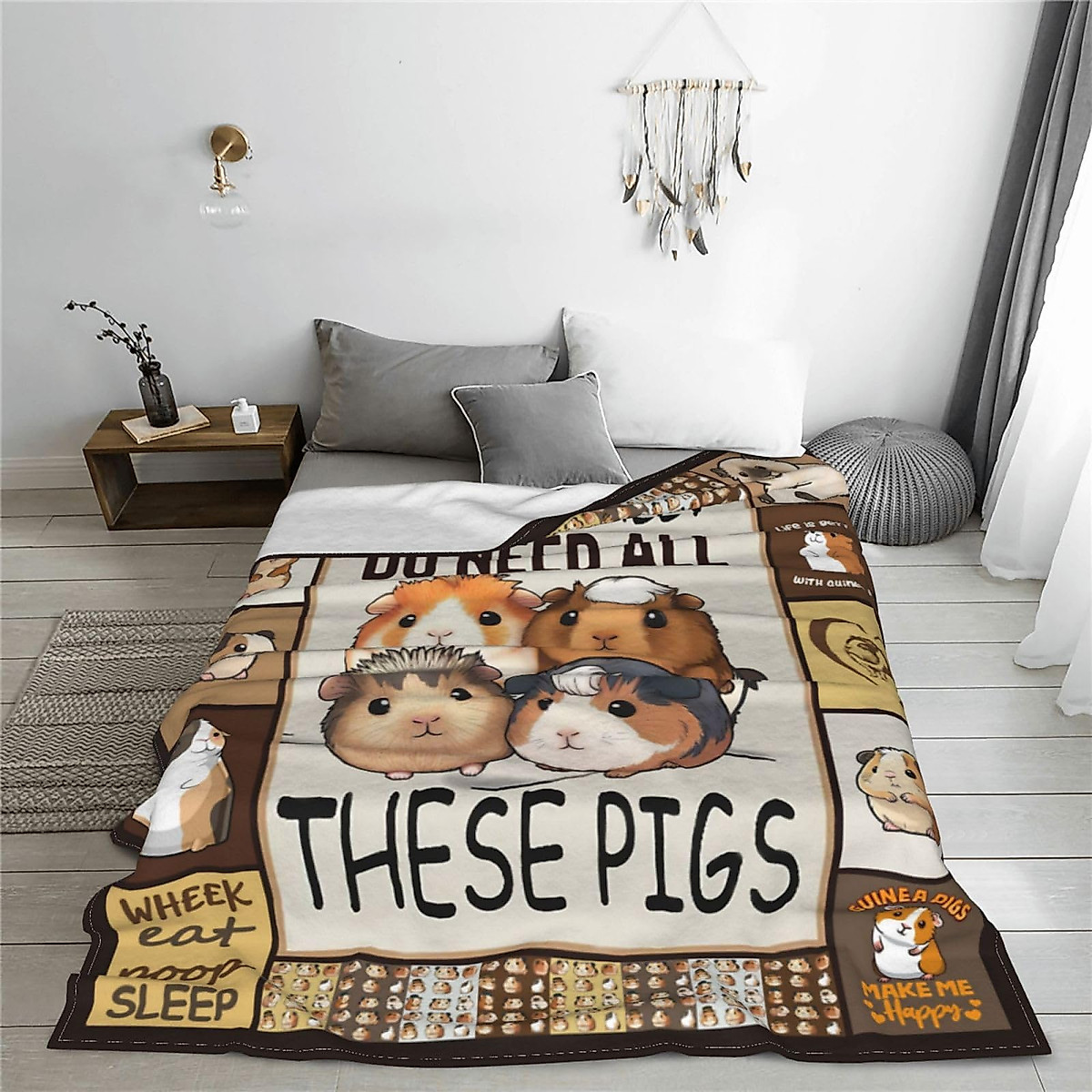 Guinea Pig Blanket Cute Guinea Pig Decor Throw Blankets Cozy Fleece Flannel Soft Warm Plush Lightweight Bedding Guinea Pig Stuff Gifts for Boys Girls Men Women Kids for Couch Sofa Bed 40"X50"