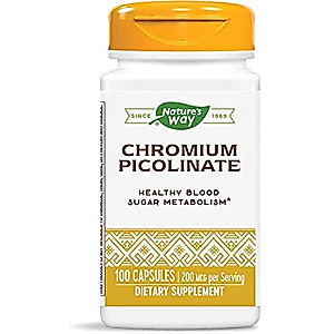 Nature's Way Chromium Picolinate, 200 mcg per serving, 100 Capsules (Pack of 4) (Packaging May Vary)