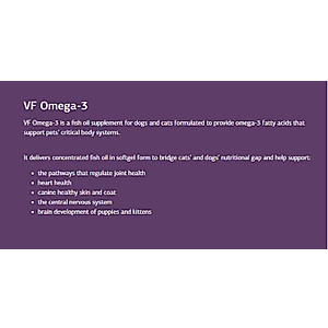 Standard Process VF Omega-3 for Pets - Dietary Supplement with Omega-3 Fatty Acids - Support Bone Growth, Immune Health, Heart Health & More - Fish Oil Supplement for Pets - 90 Softgels