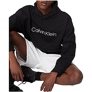 Calvin Klein Men's Relaxed Fit Logo French Terry Hoodie, Black Beauty, Medium