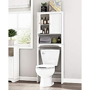 Spirich Home Over The Toilet Storage Cabinet, Bathroom Shelf Over Toilet, Bathroom Storage Cabinet Organizer, White