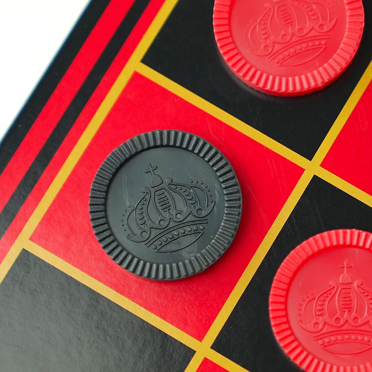 Cannon Sports Black & Red Checkers Replacement Pieces - Plastic & Stackable for Board Game