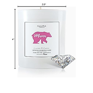 Mama Bear Surprise Candle with Diamond Inside | Foreverwick Candles | Scented Soy Candles Gifts for Women Anniversary Candle Wax | Mom Candles All-Natural Organic Soy Candle 14oz | 70h