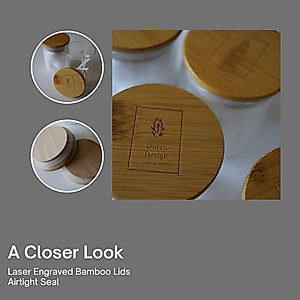 DurenDesign Glass Jar Set with Bamboo Lids, 6oz Clear Glass Food Storage and Kitchen Organization 12 Jar Set with Bamboo Lids