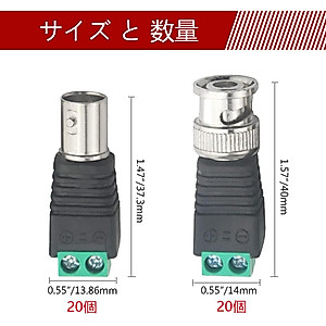 WMYCONGCONG 40 PCS 2.1x5.5mm Male Female DC Power Adapter Connector Camera Video BNC Male Female Balun Connector for Coax Cat5 CCTV