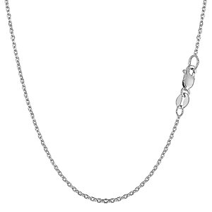 Jewelry Affairs 14k White Real Gold Cable Link Chain Necklace, 1.1mm, 24"